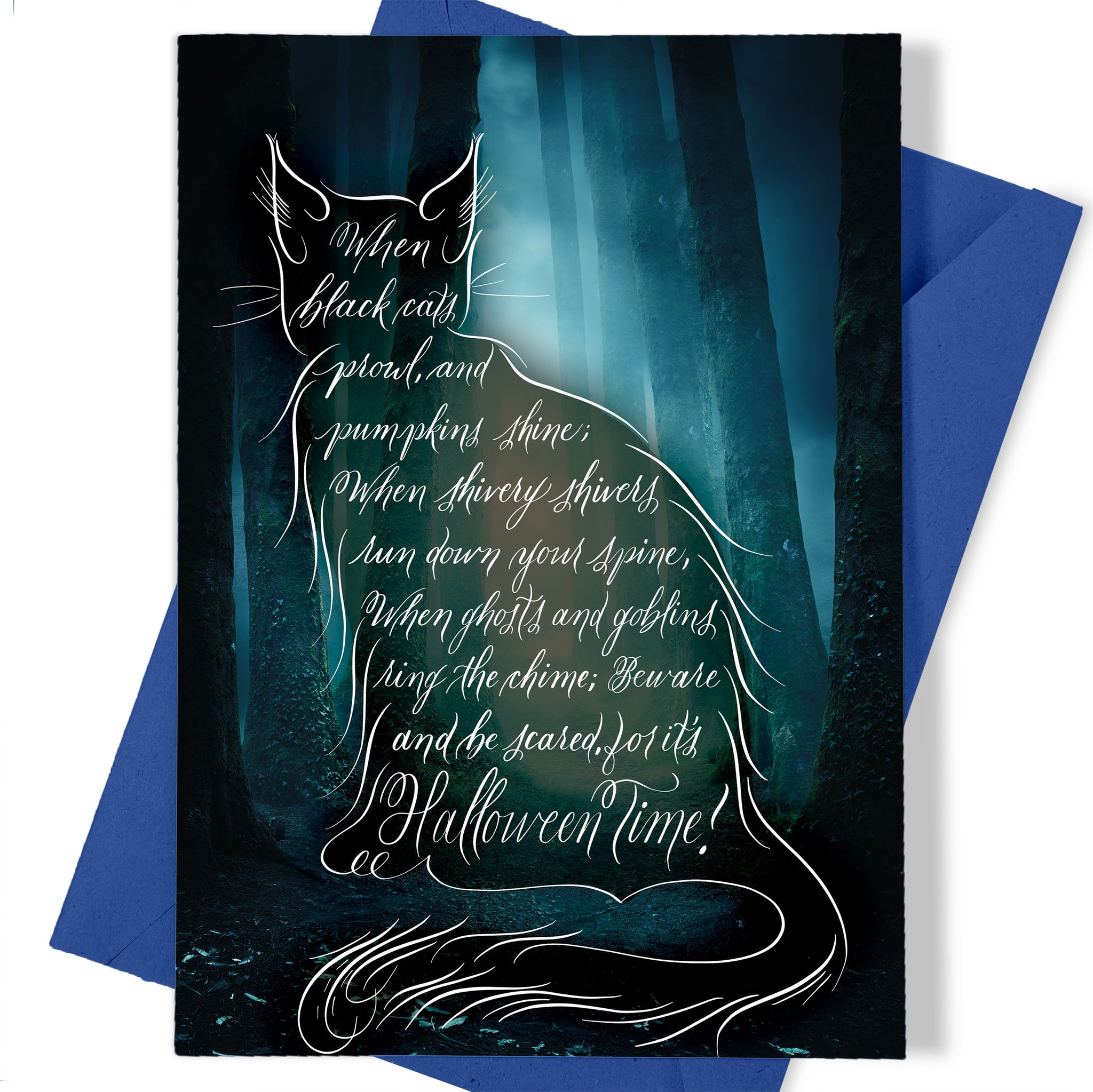 Black Cat Poem Halloween Greeting Card | Calligraphy + Stationery ...